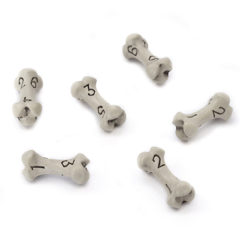 Skull & Bone Dice Set - Complete set of 7 DND Bone Dice Set | LYNX RPG