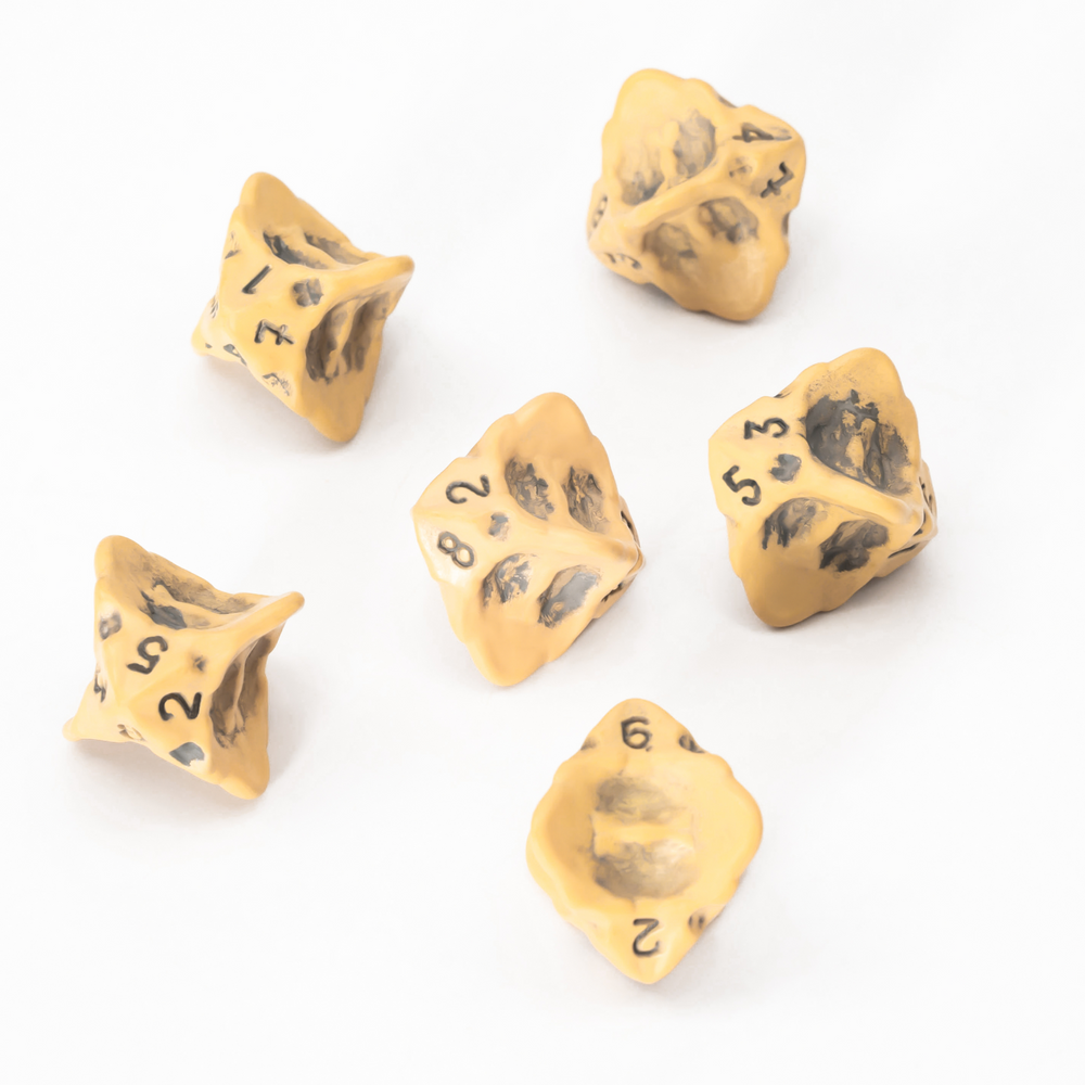 Skull & Bone Dice Set - Complete set of 7 DND Bone Dice Set | LYNX RPG
