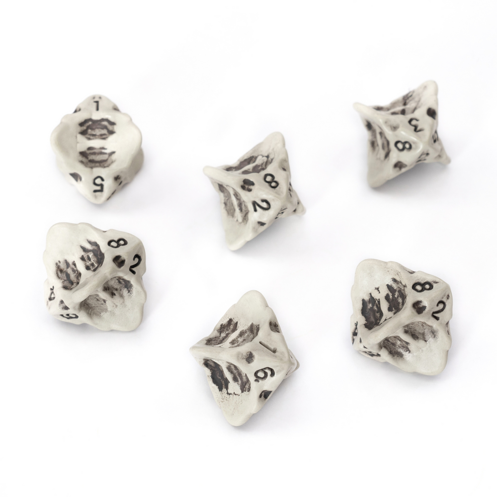 Skull & Bone Dice Set - Complete set of 7 DND Bone Dice Set | LYNX RPG