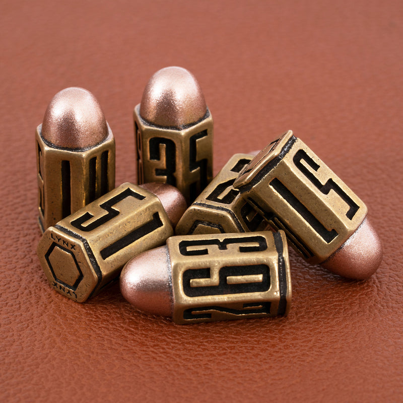 Brass D6 Bullet Dice Set | Cool & Custom D6 Dice For DnD, Wargames...
