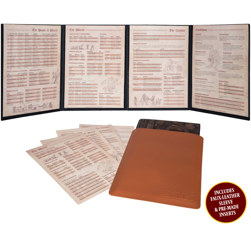 3D Faux-Leather Customisable DM/Dungeons Master Screen | DND 5e, 4e..